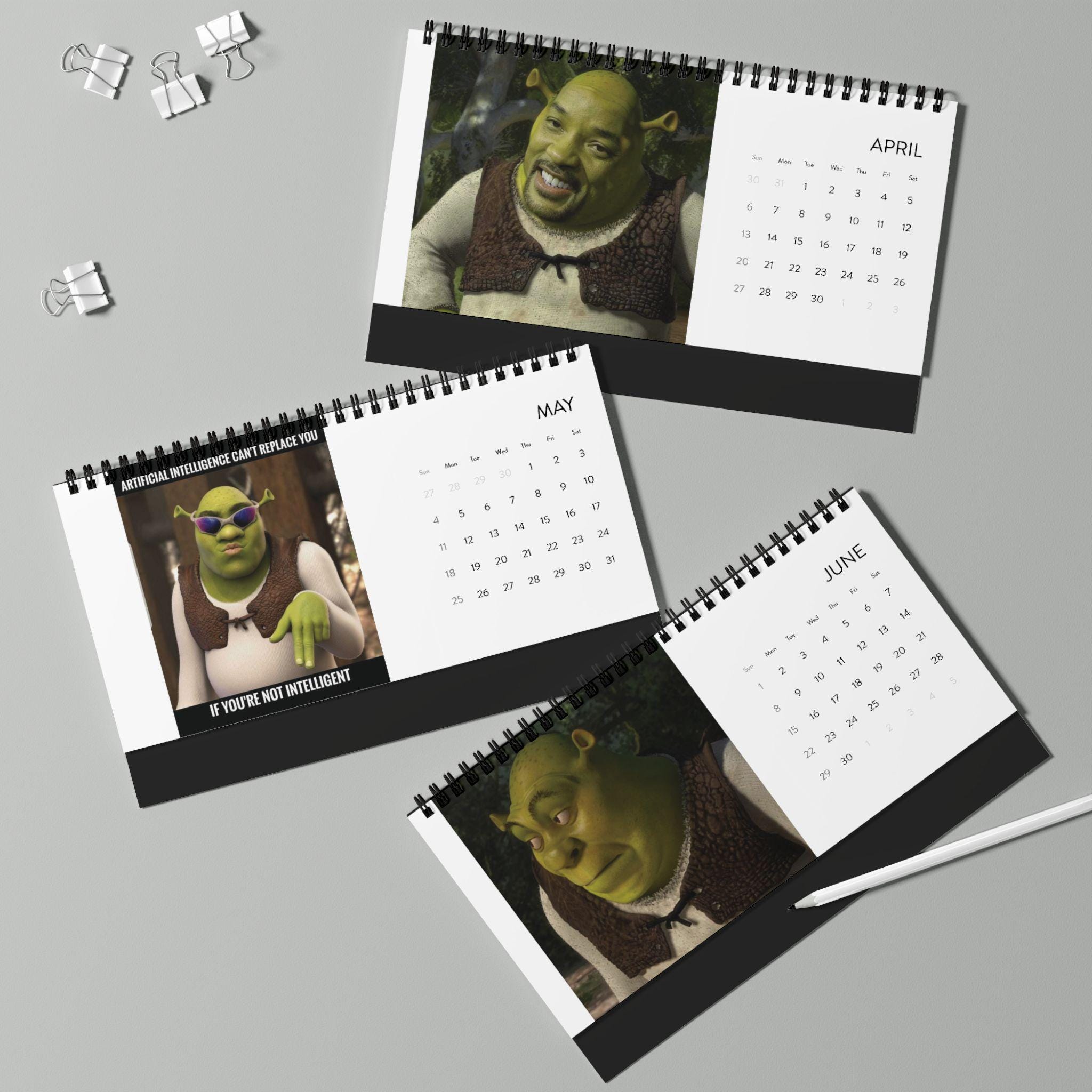 Desktop Calendar Shrek Theme Wall Decor, 2025 Planner, Office Gift ...