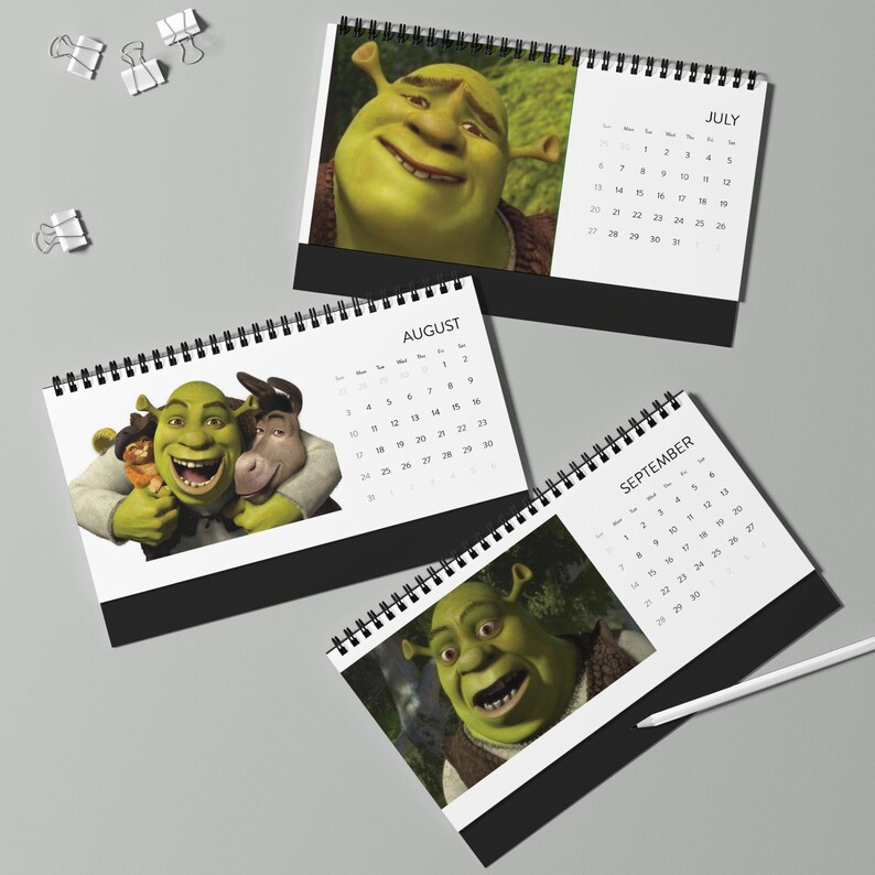 Desktop Calendar Shrek Theme Wall Decor, 2025 Planner, Office Gift ...