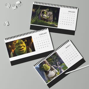 Desktop Calendar Shrek Theme Wall Decor, 2025 Planner, Office Gift ...