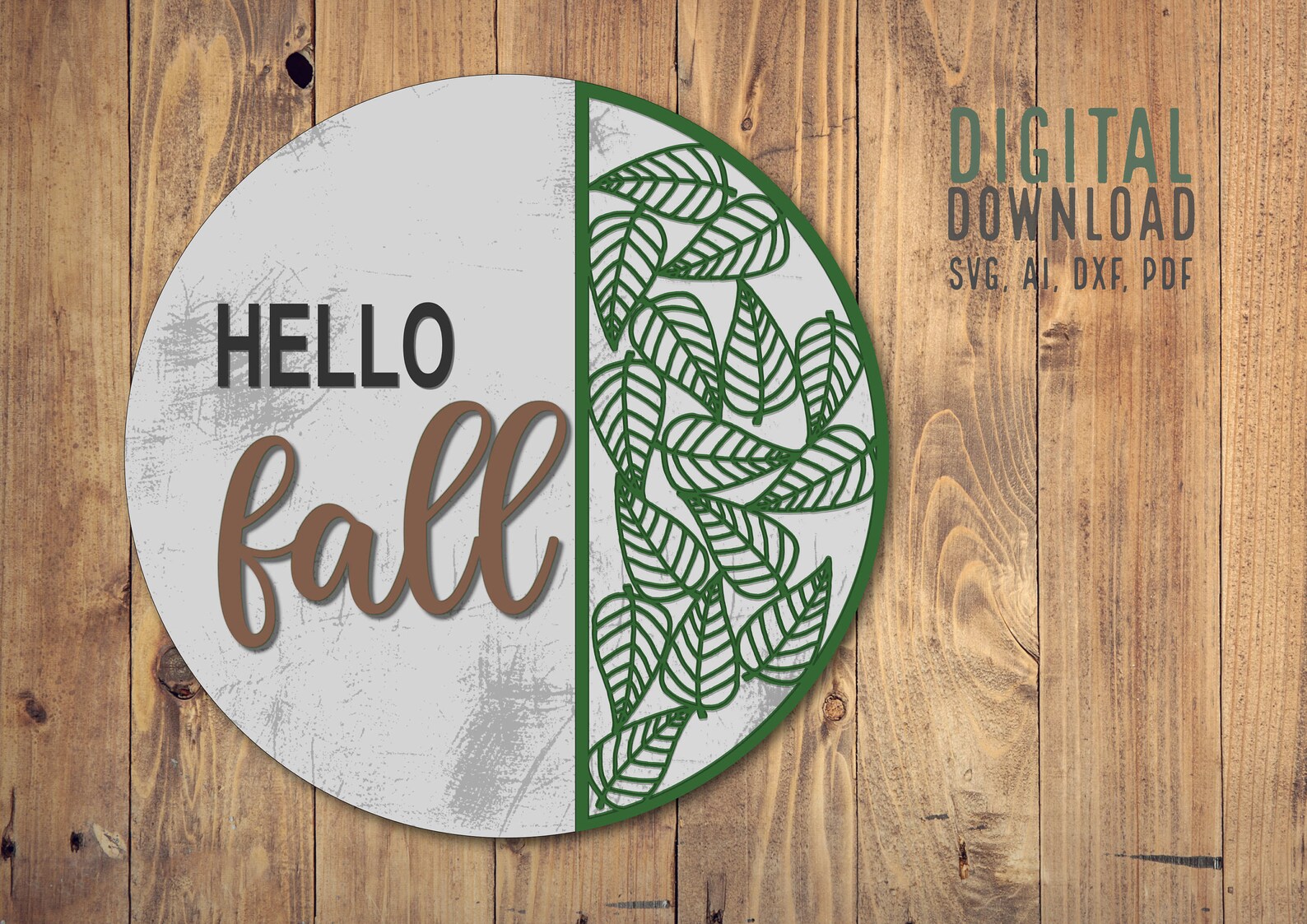 Hello Fall Sign SVG, DXF, Fall Door Decor, Wall Decor, Hello, Fall ...