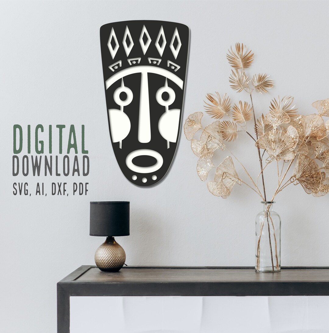African Tribal Mask Wall Art Digital Download Vector File. LASER CUT ...