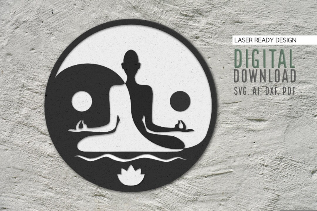 Buddha Meditation Yin Yang Zen Yoga Wall Art Digital Download Vector ...