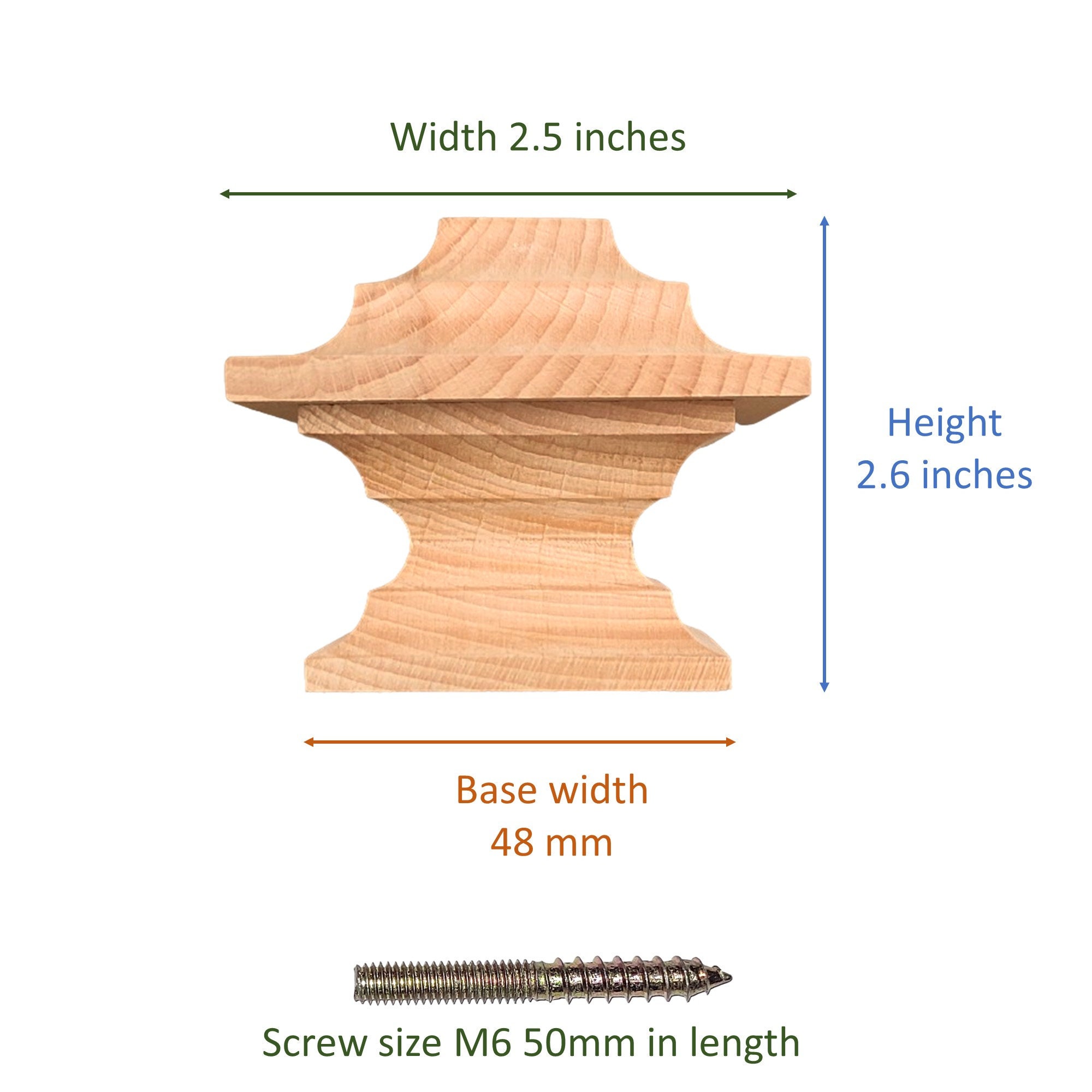 Square Beechwood Finials: Modern Stair Railing, Fence, or Curtain Rod ...