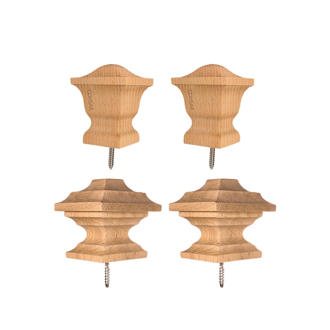 Square Beechwood Finials: Modern Stair Railing, Fence, or Curtain Rod ...