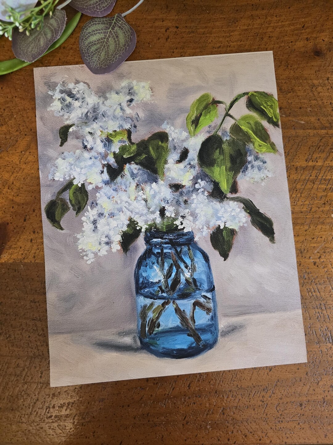 Lilac in Blue Mason Jar Art Print: Cottagecore Still Life - Etsy