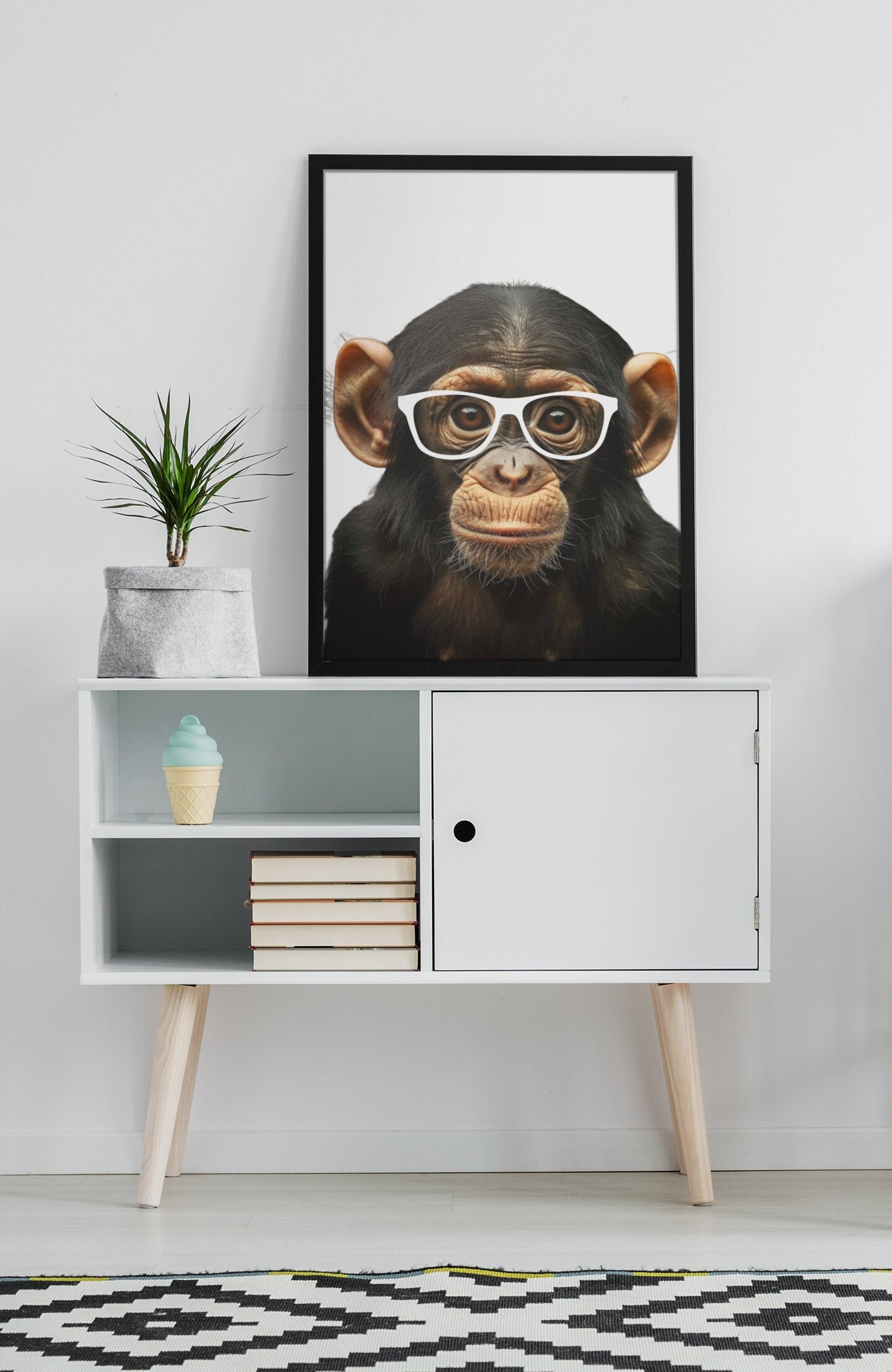 Digital Monkey Portrait, Animal Art, Monkey Art Prints, Printable Arts ...