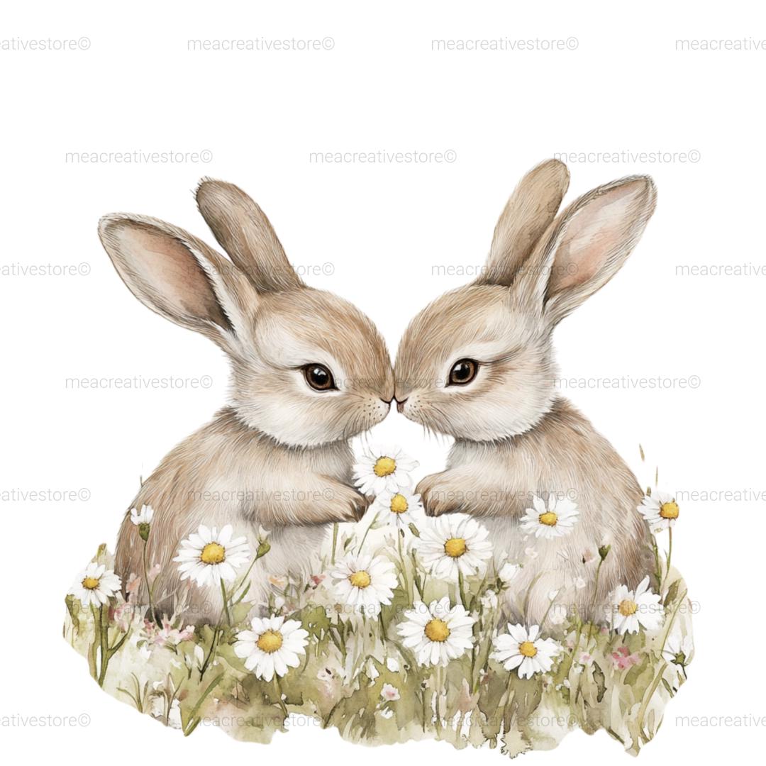 Watercolor Easter Bunny Clipart, Storybook Rabbit PNG, 30 Cute Spring ...