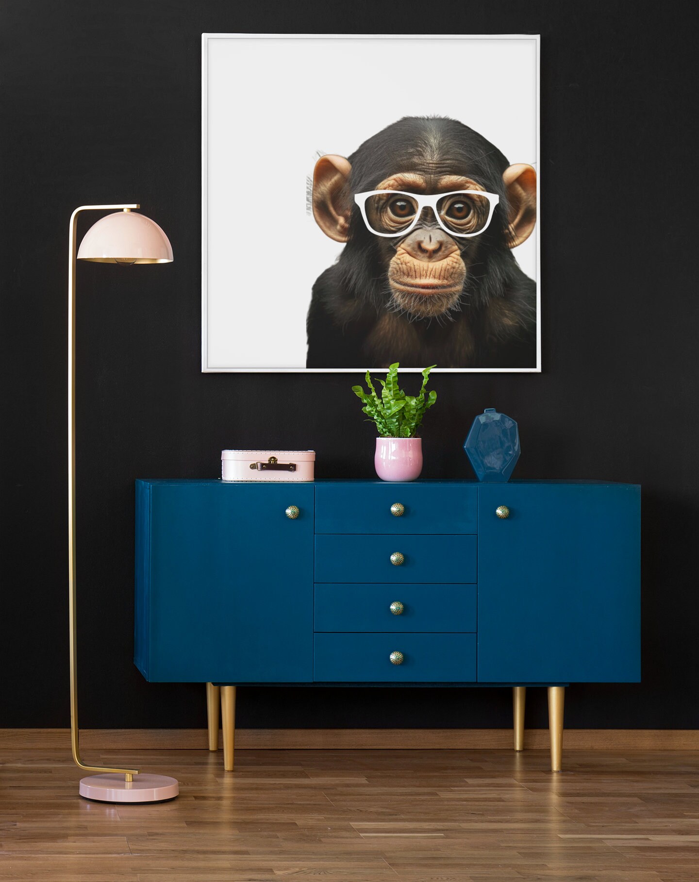 Digital Monkey Portrait, Animal Art, Monkey Art Prints, Printable Arts ...