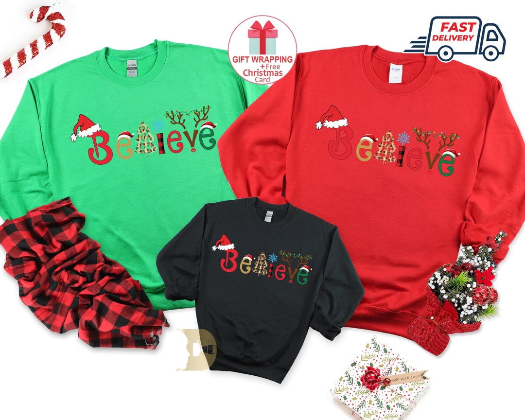 Believe Christmas Jumper, Womens Christmas Jumper, Christmas Jumper ...