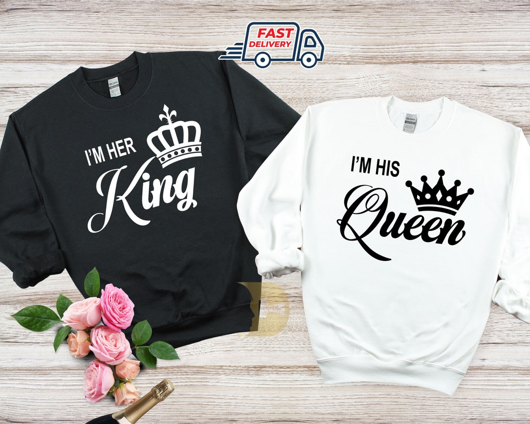 King and Queen Matching Couple Sweatshirts: Honeymoon Gift - Etsy