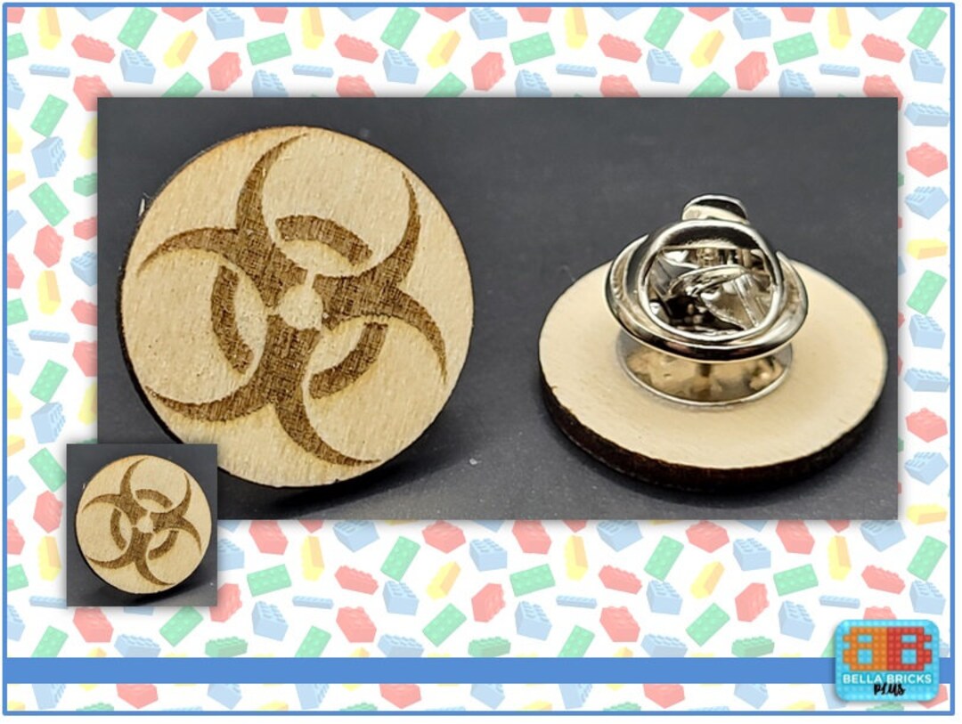 Wooden Pin Badge Biohazard - Etsy