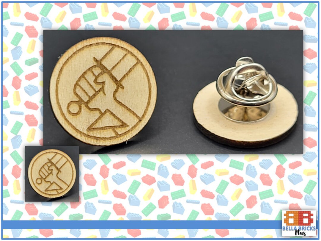 Wooden Pin Badge BPRD Hellboy Bureau of Paranormal Research and Defence ...