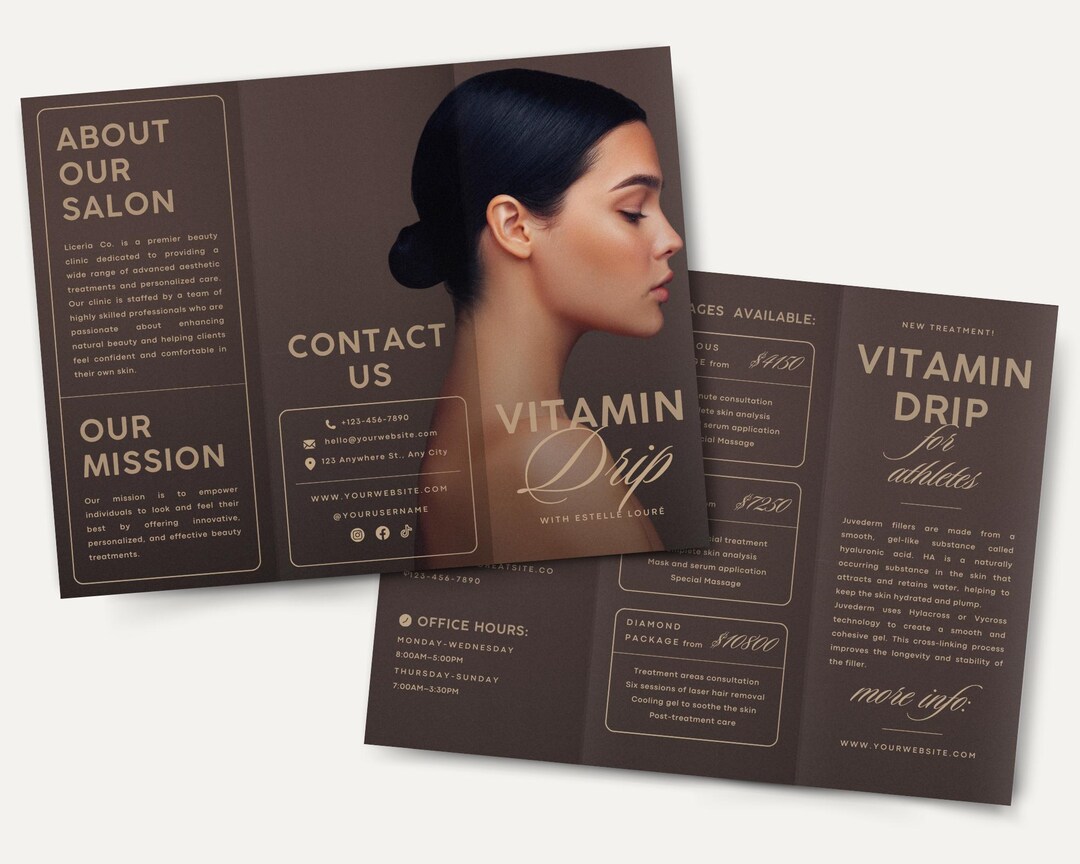 Esthetician Trifold Brochure Template: Beauty Salon Pricelist (canva ...
