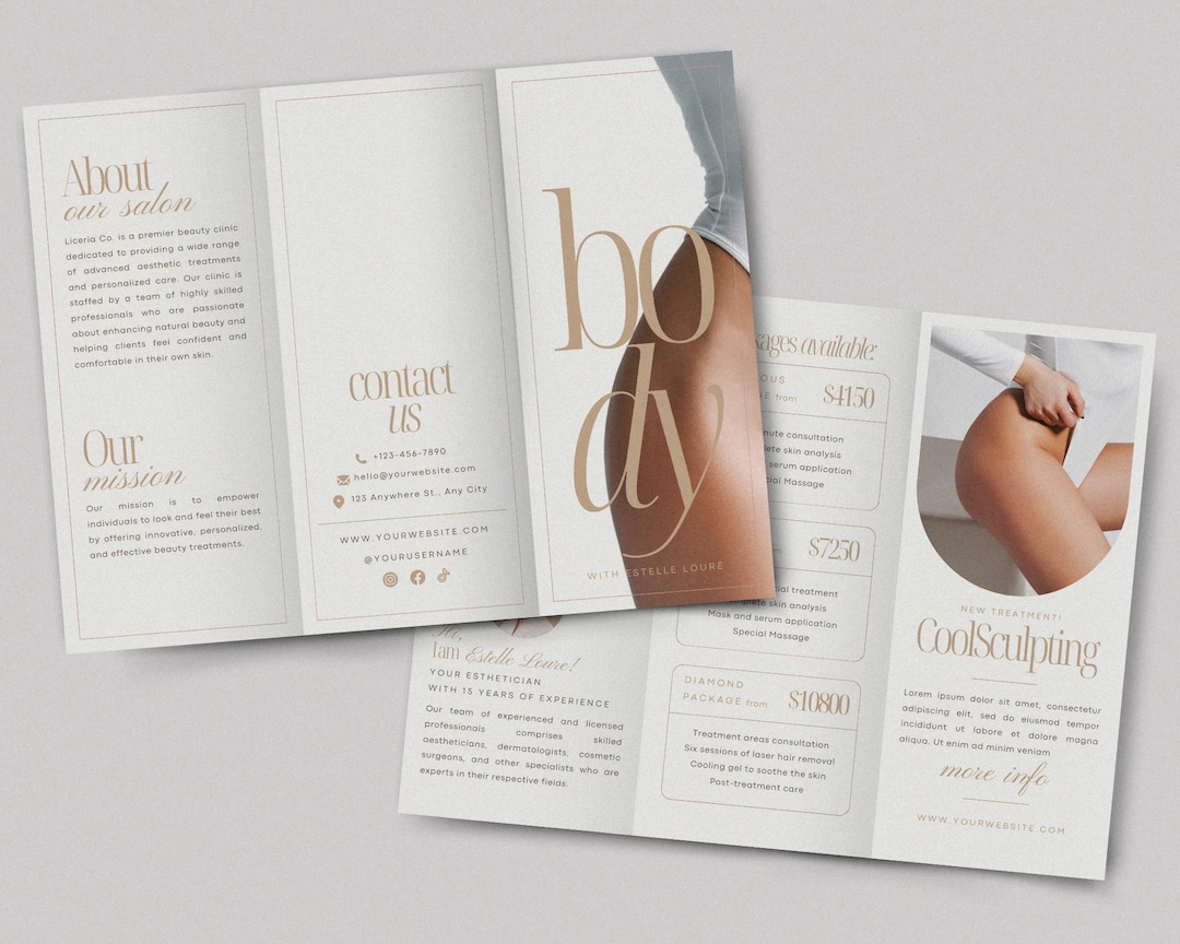 Beauty Business Brochure Template Esthetician Trifold Brochure Beauty ...
