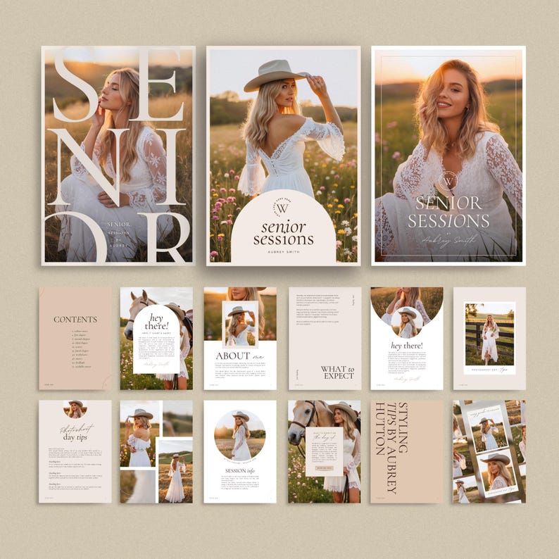Senior Session Client Guide Template | Canva Pricing Guide Photographer ...