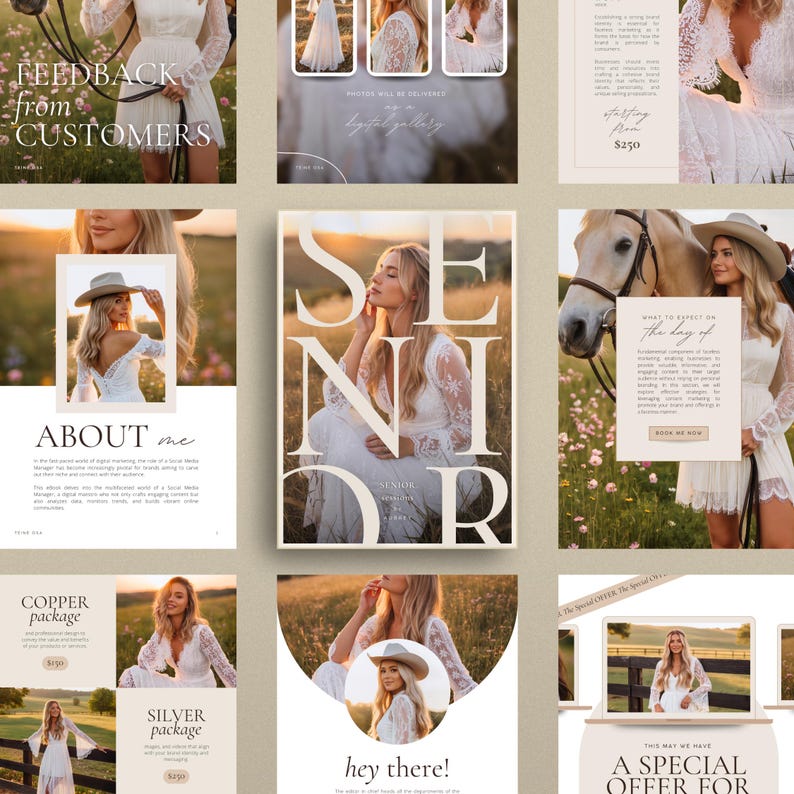 Senior Session Client Guide Template | Canva Pricing Guide Photographer ...