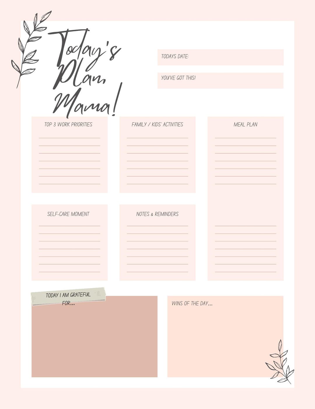 Printable Working Mom Planner| Daily A4 PDF Download | Family Organizer ...