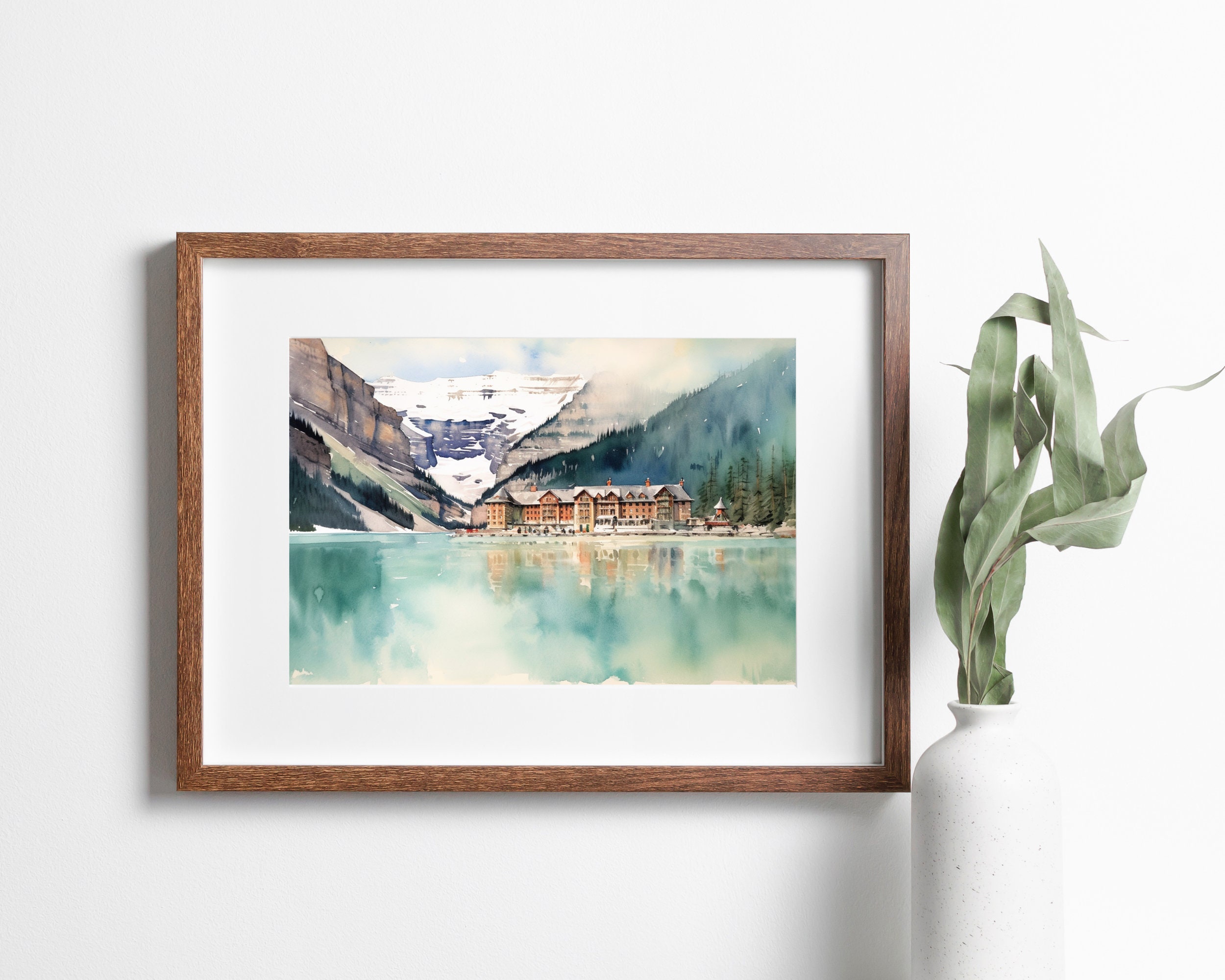 Lake Louise Banff National Park Canada Watercolor Digital Print - Etsy