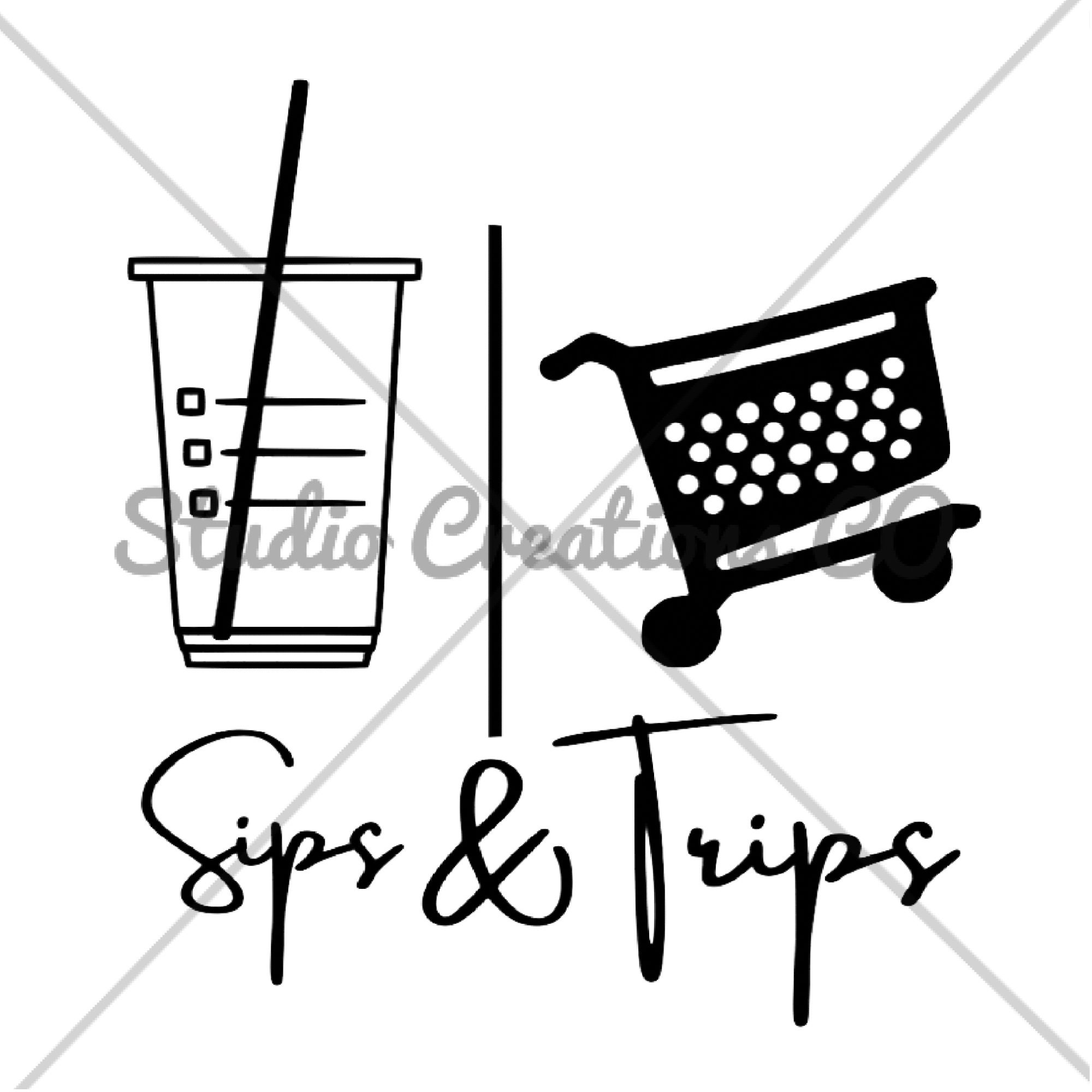 Sips and Trips Svg Png Cut File Download Target Starbucks Craft ...