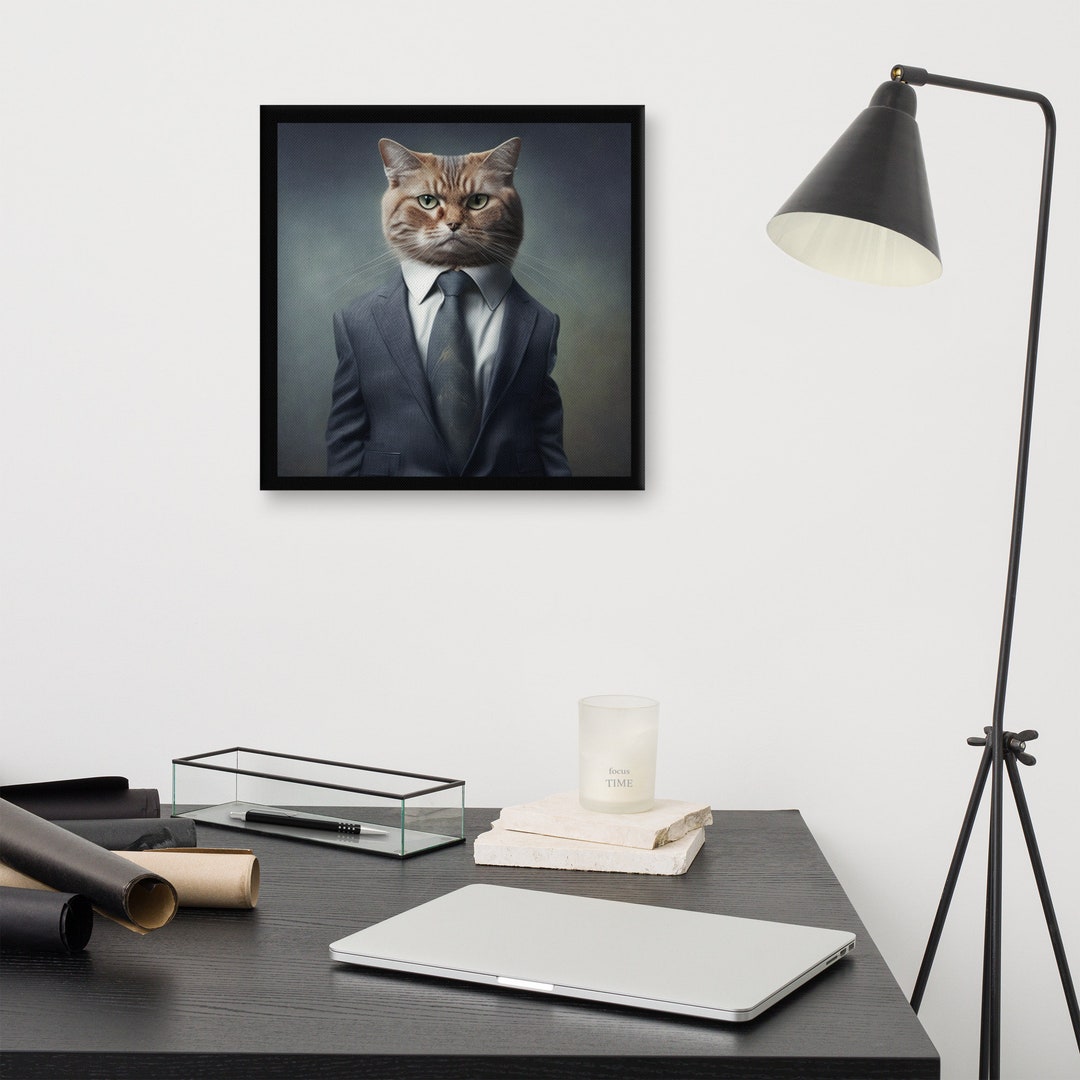Funny Business Cat Boss Canvas - Fun Wall Art for Work Spaces, Wall Art ...