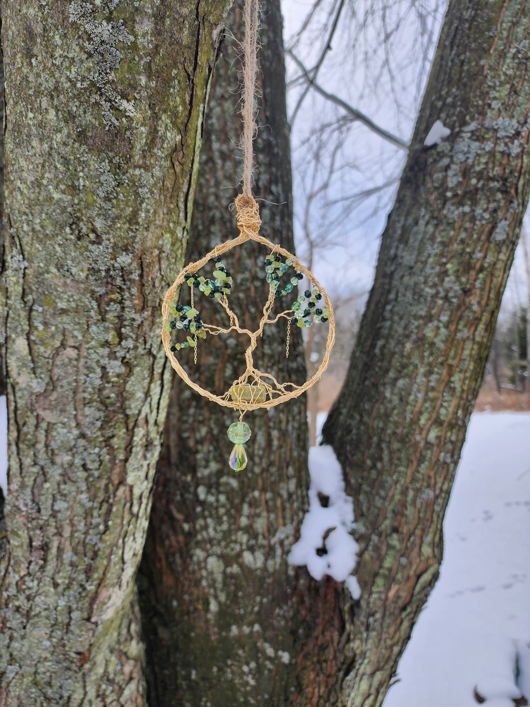 Original, One of a Kind, Tree of Life Suncatcher, Wire Wrapped Peridot ...