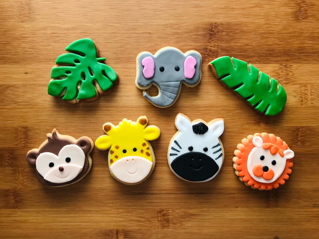 Personalized Safari Animals Biscuits, Zebra, Giraffe, Monkey, Lion ...