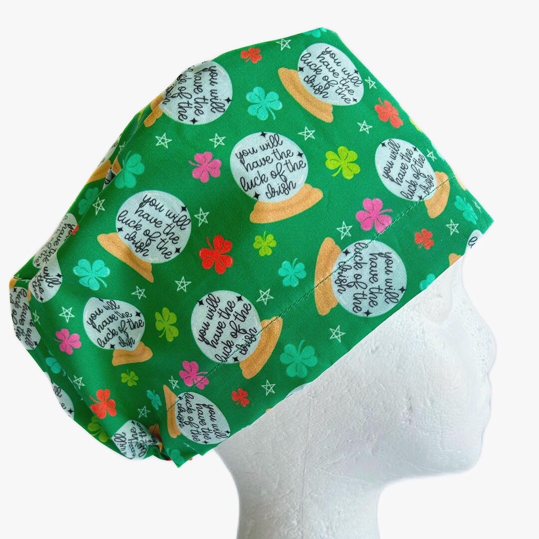 St. Patrick's Day Scrub Cap: Luck of the Irish, Adjustable Cotton Euro ...