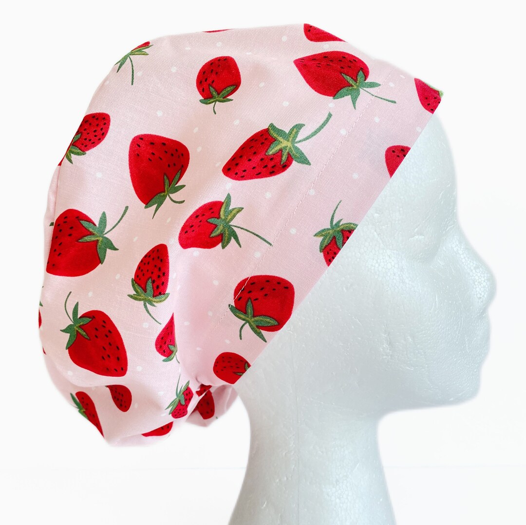 Strawberry Pink Print Euro Scrub Cap: Adjustable Cotton Surgical Hat - Etsy