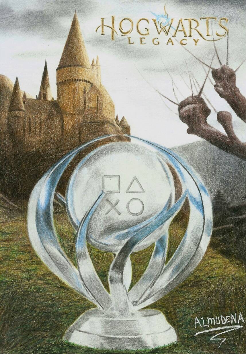 Hogwarts Legacy Platinum Trophy Illustration Customizable With - Etsy