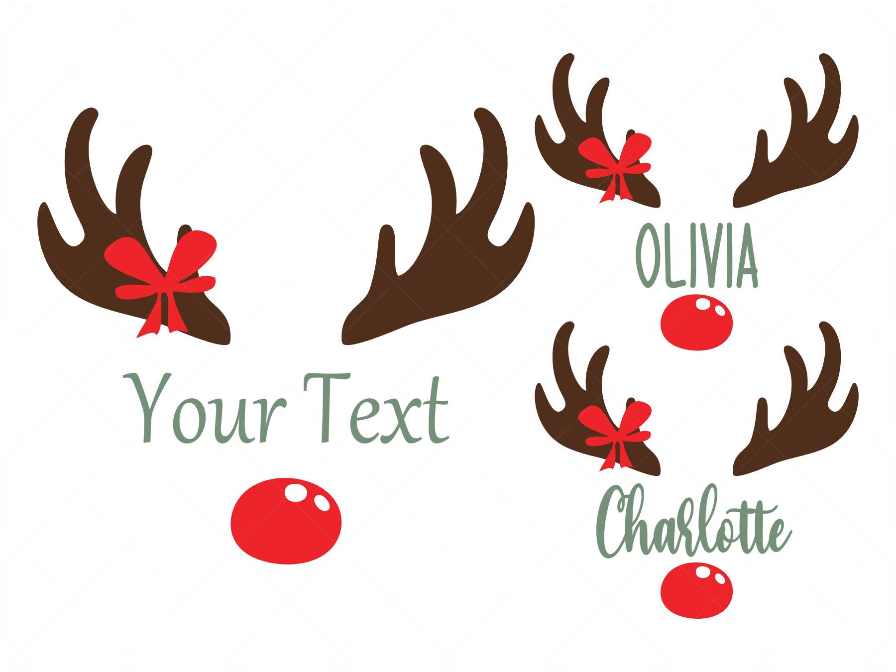 Girl Reindeer SVG PNG DFX, Reindeer Monogram Svg, Reindeer Face Svg ...