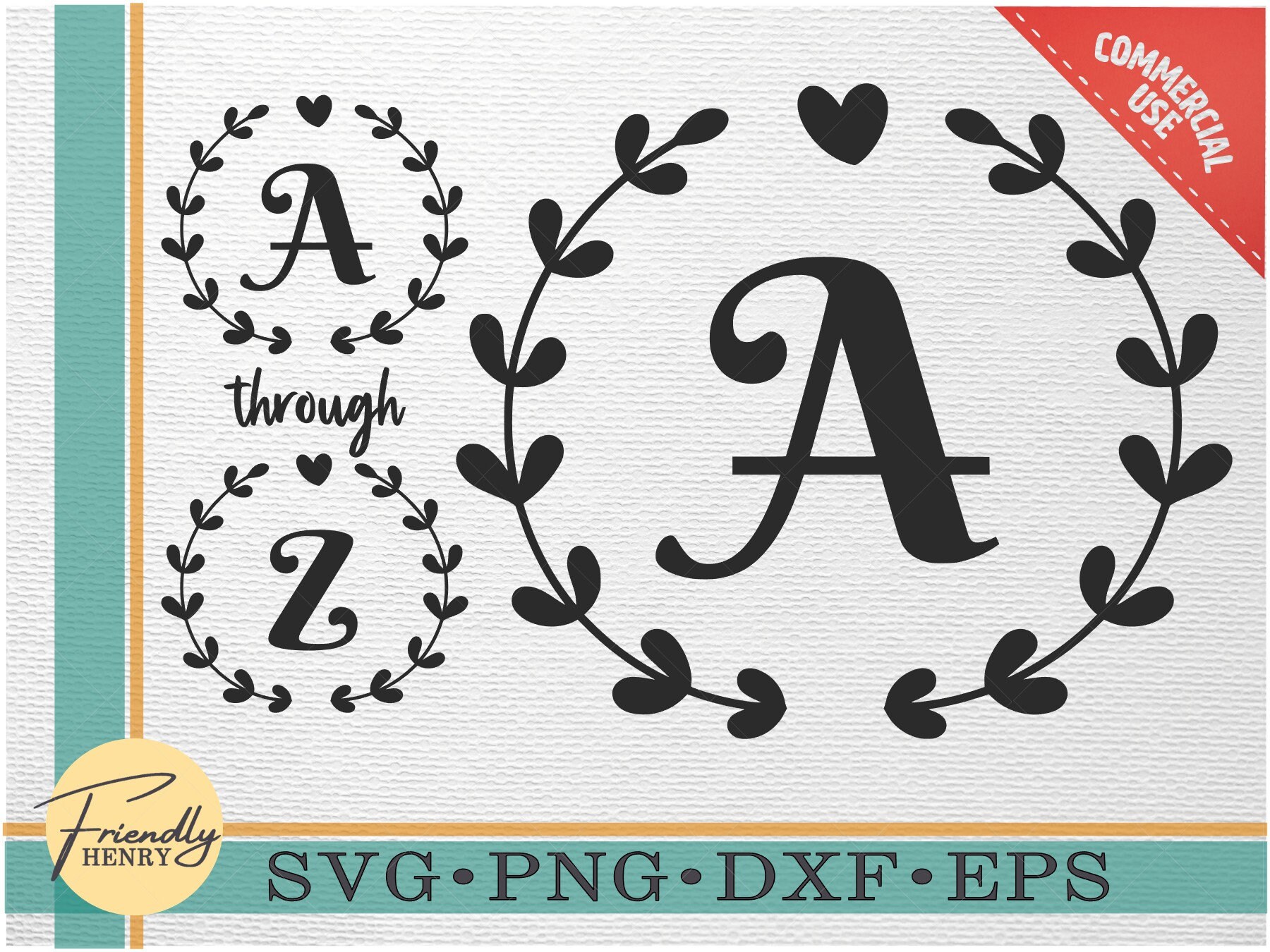 Monogram Wreath SVG PNG DXF, Includes Full Alphabet, Simple Wreath Svg ...
