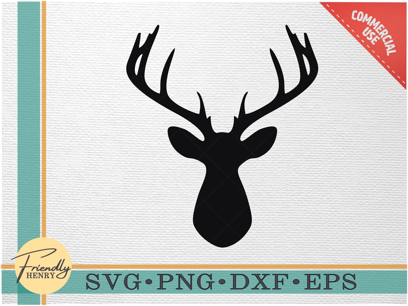 Deer Head SVG PNG DFX, Deer Clipart, Deer Antlers Svg With Commercial ...