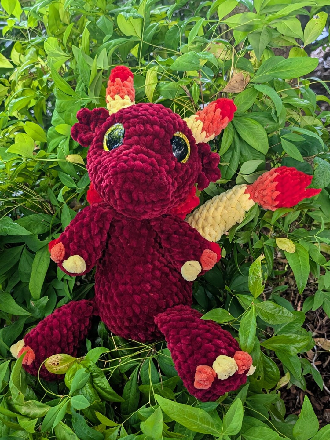Crochet Dragon Plushie Elemental Fire - Etsy