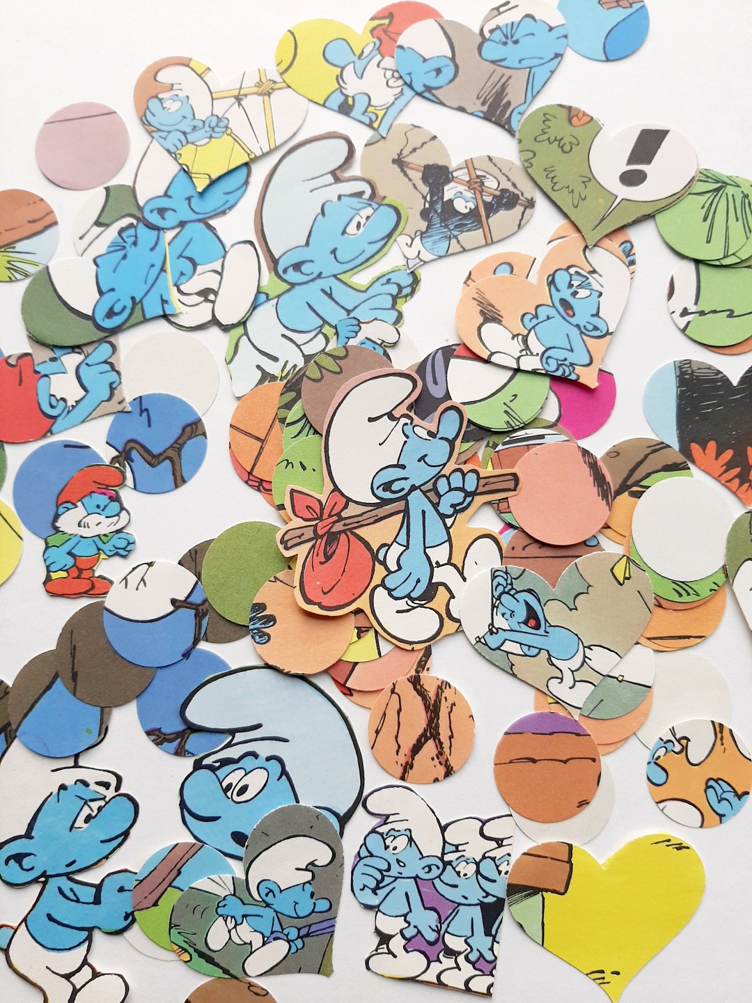 Smurf Fussy Cuts, Hearts and Dots for Scrapbooking, Junk Journaling ...