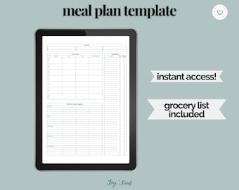 Meal Planner & Grocery List Printable, Weekly Meal Plan for Goodnotes ...