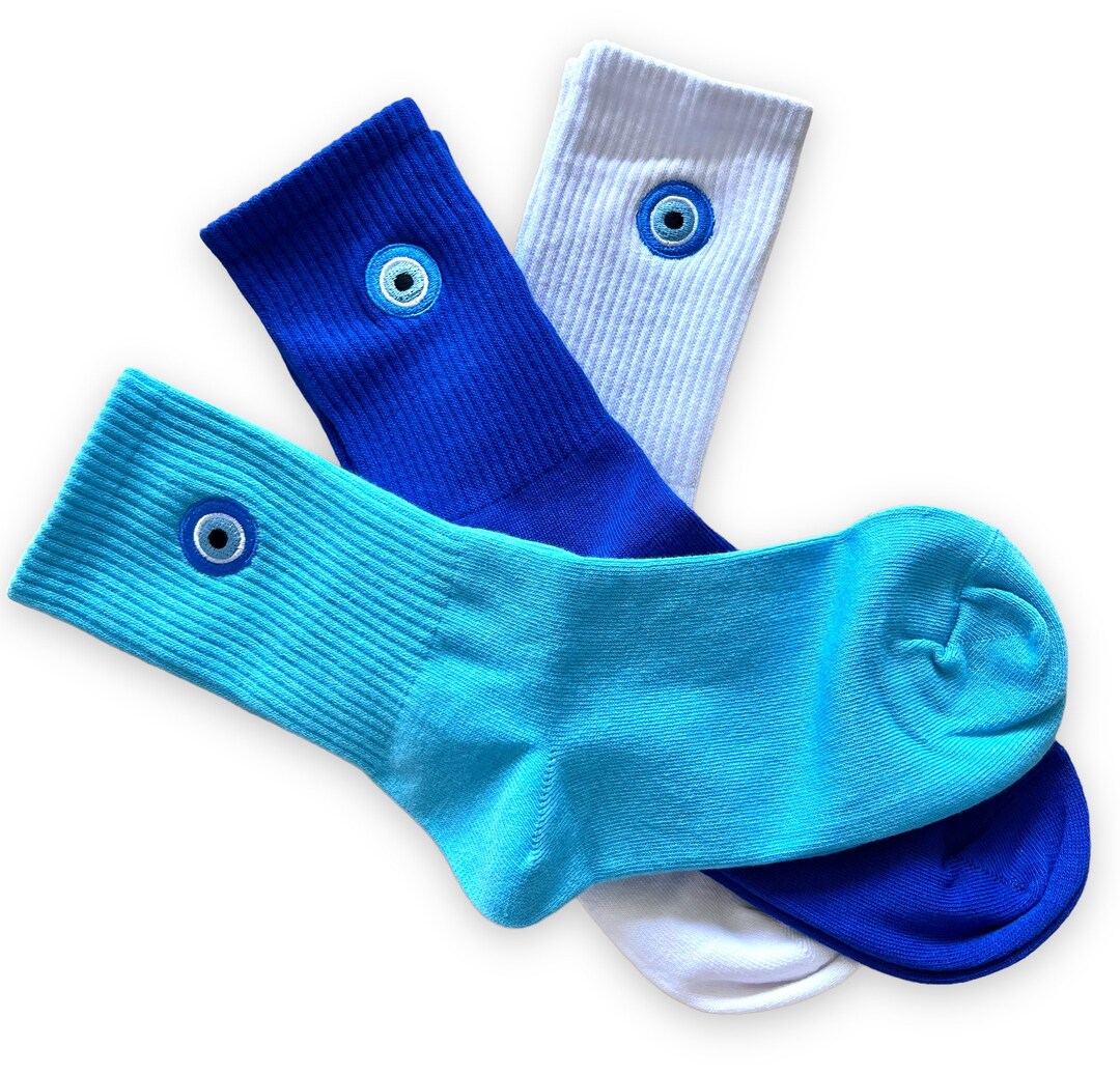 Nazar Evil Eye Socks. 4 Pairs Pack Crew Socks. Solid Color - Etsy
