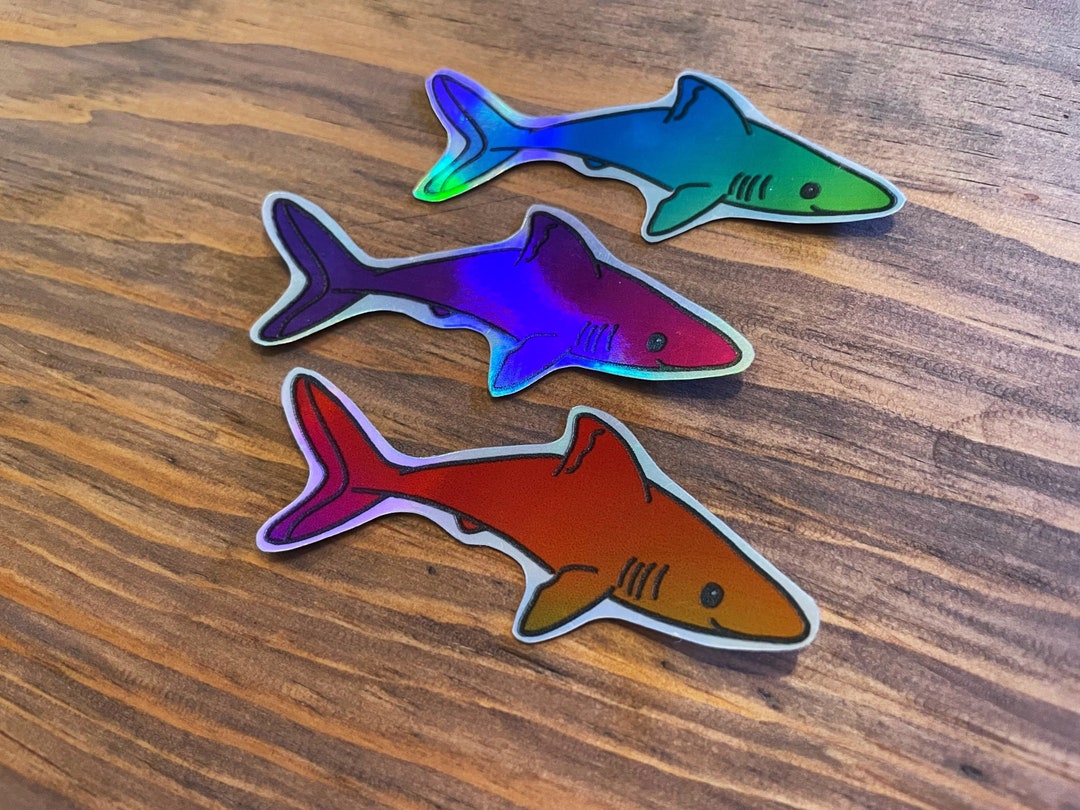 3 Piece Holographic Shark Stickers//shark Stickers//holographic ...