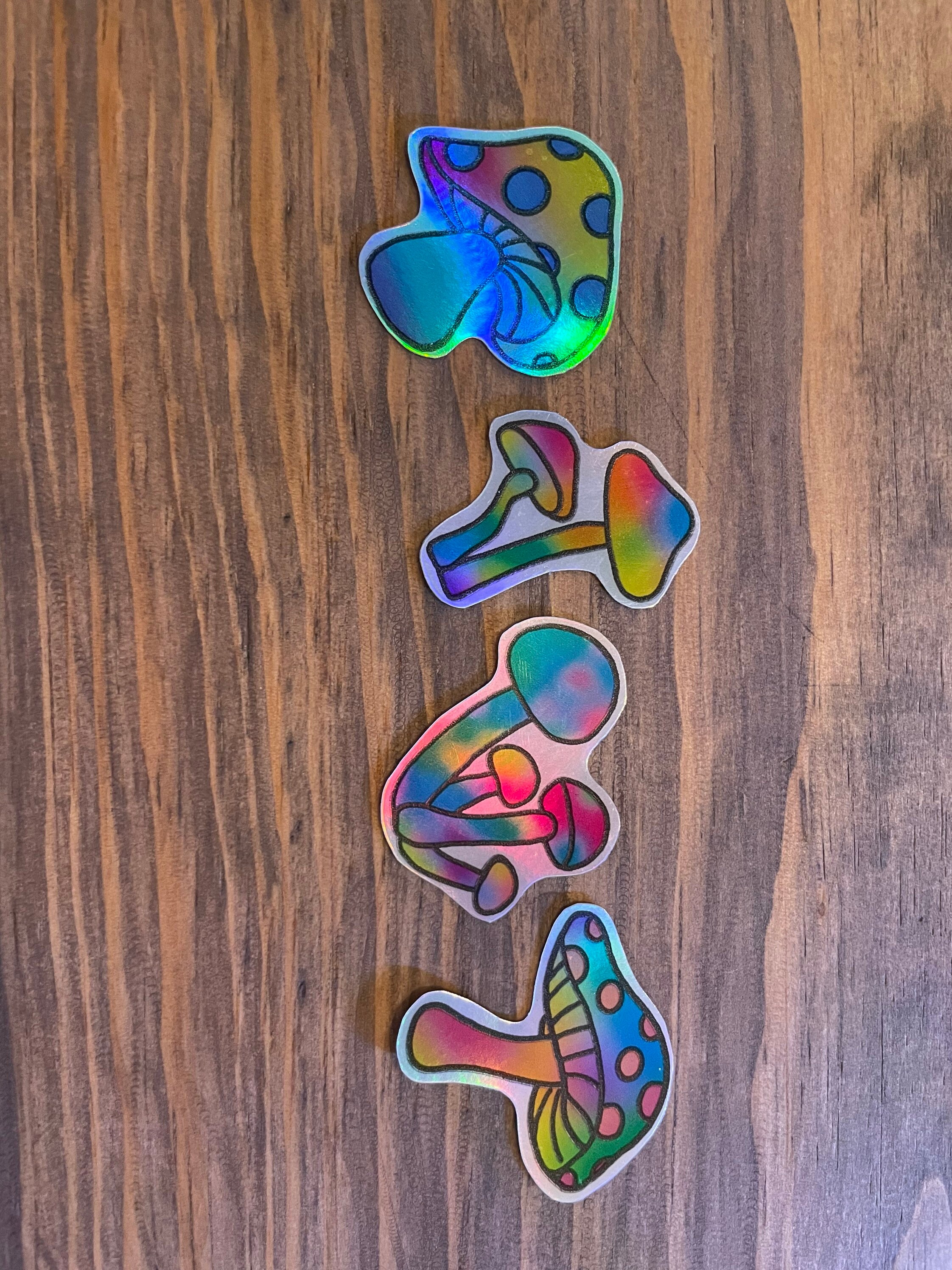Holographic Mushroom Sticker Pack// 3 Pack Stickers// Holographic ...