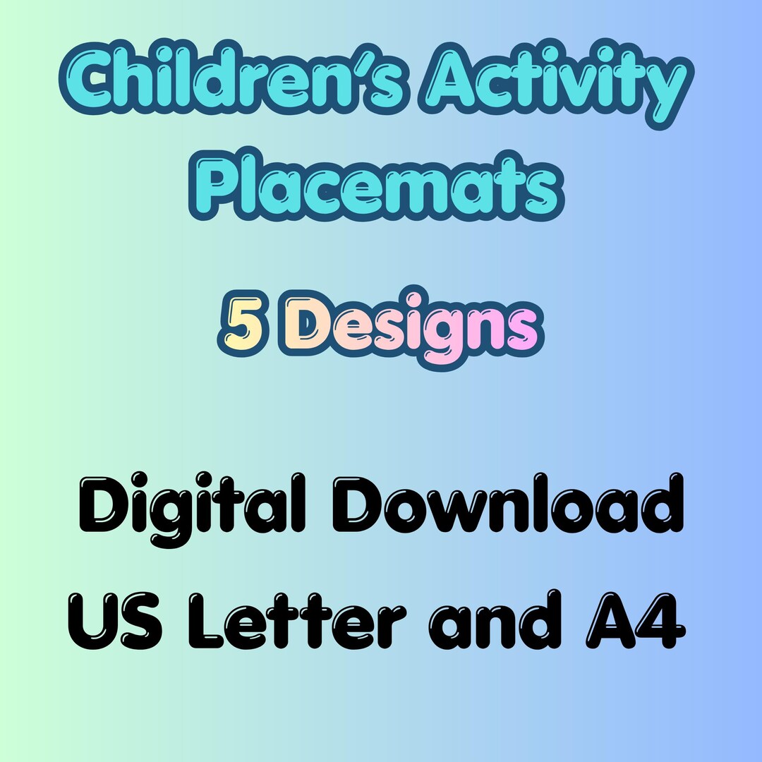 Children's Activity Placemats, Printable Fun for Parties, Restaurants ...