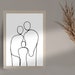 Family of Three Line Art, Printable Family of 3 Wall Art, Black Family ...