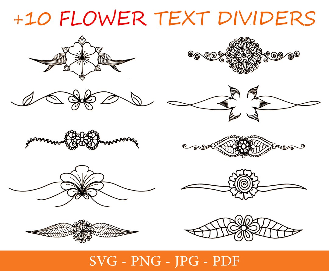 FLOWER Dividers Bundle [svg,png,jpg,pdf], Flower Flourish Dividers ...