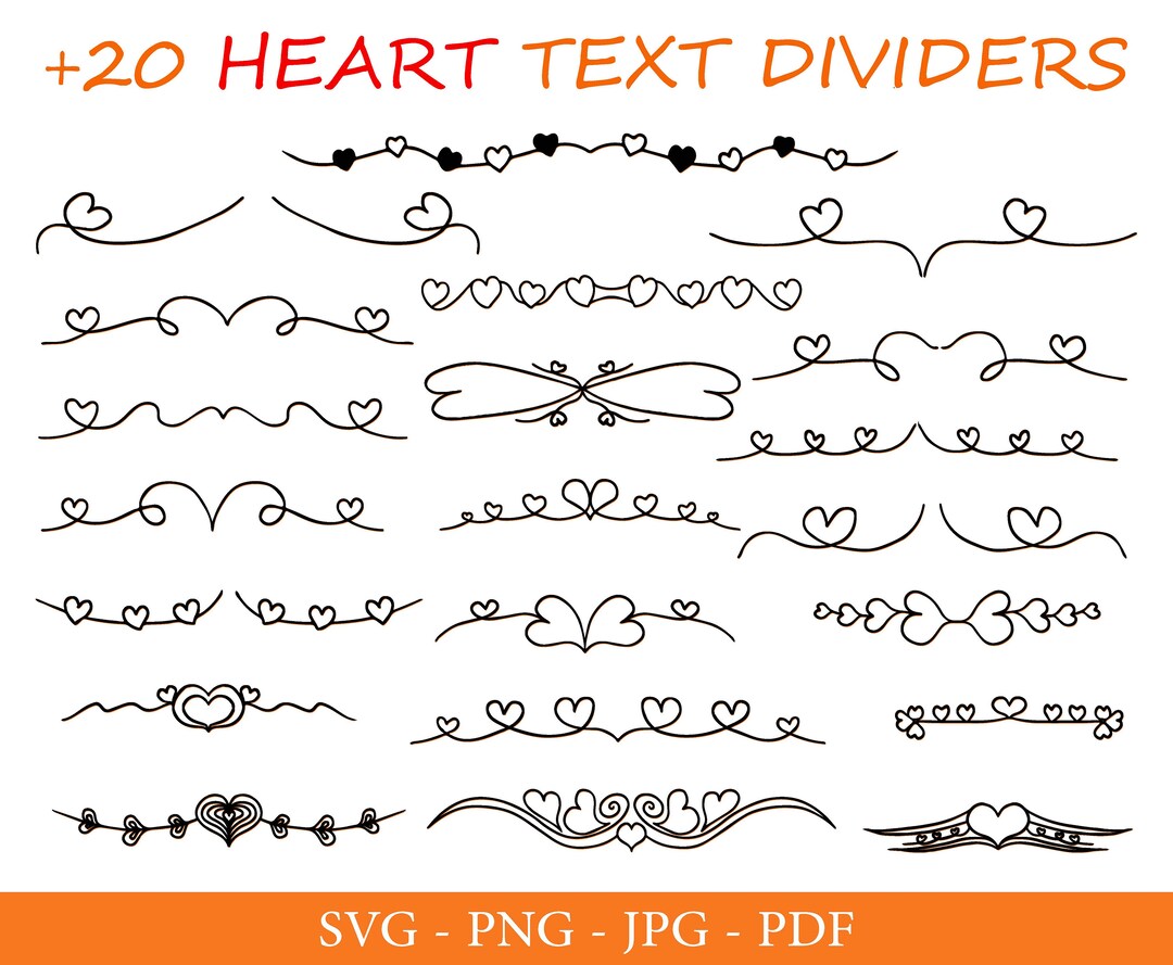 HEART Dividers Bundle [svg,png,jpg,pdf], Heart Flourish Dividers Lines ...