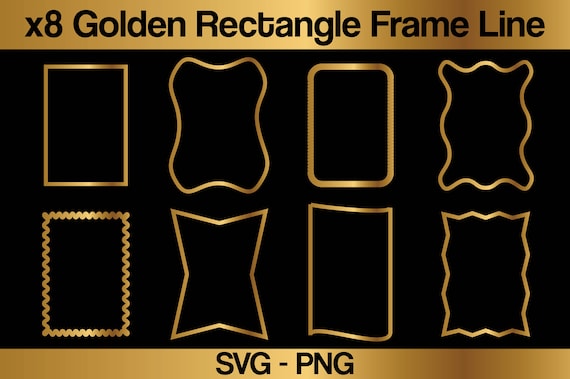 X8 Golden Rectangle Frame SVG-PNG Gold Rectangles Frames | Etsy