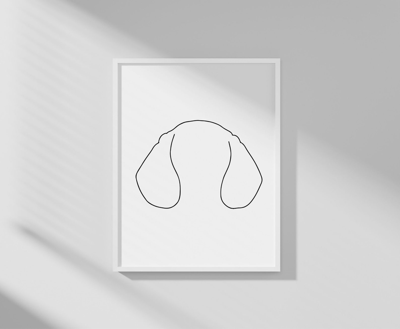 Printable Dog Ears Line Art Drawing, Outline Dog Ears Wall Art, Dog ...