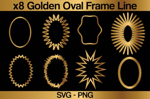 X8 Golden Oval Frame SVG-PNG Gold Ovals Frames Golden | Etsy