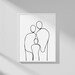 Family of Three Line Art, Printable Family of 3 Wall Art, Black Family ...