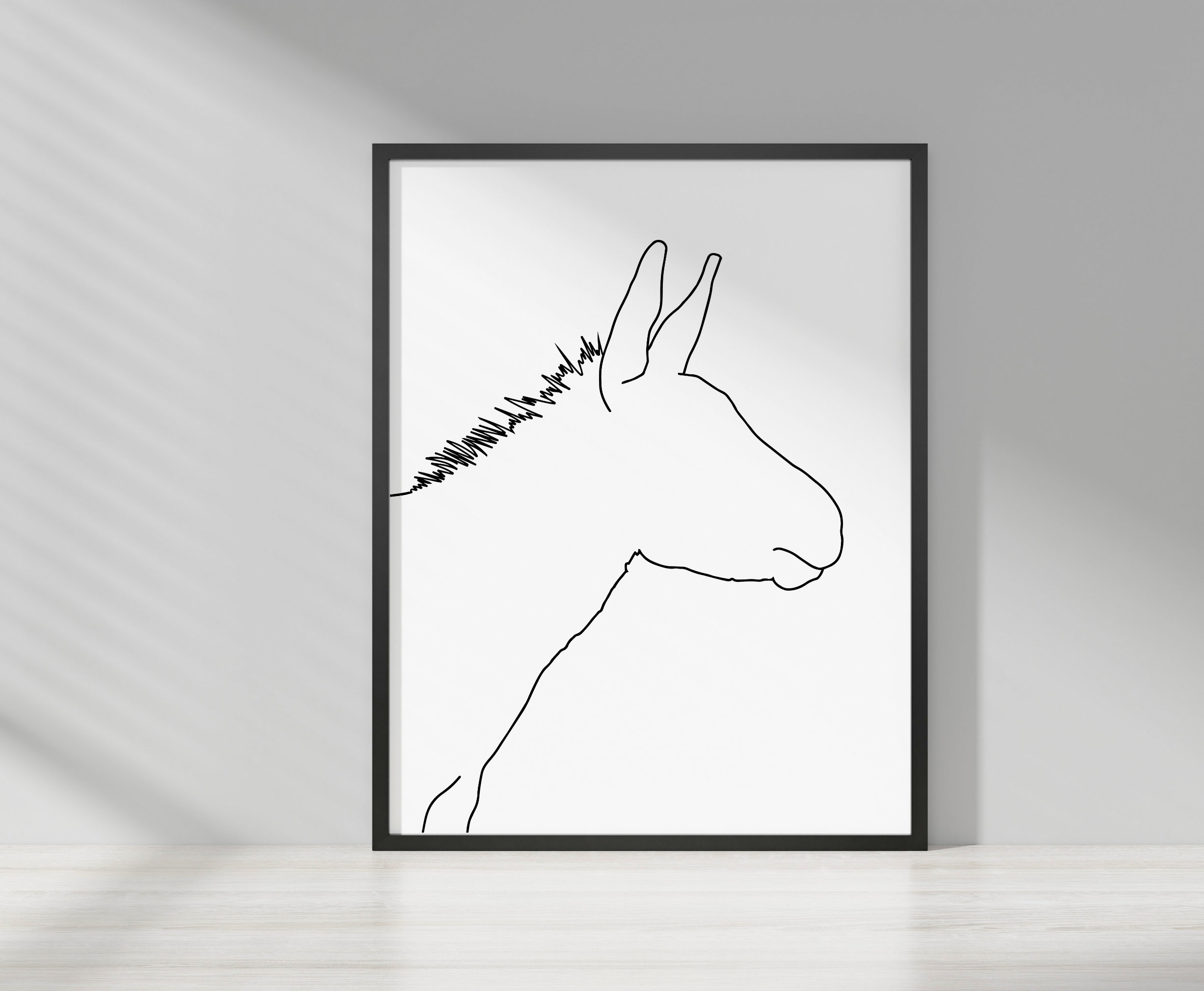 Donkey Line Art Drawing Print DONKEY Printable Wall Art - Etsy