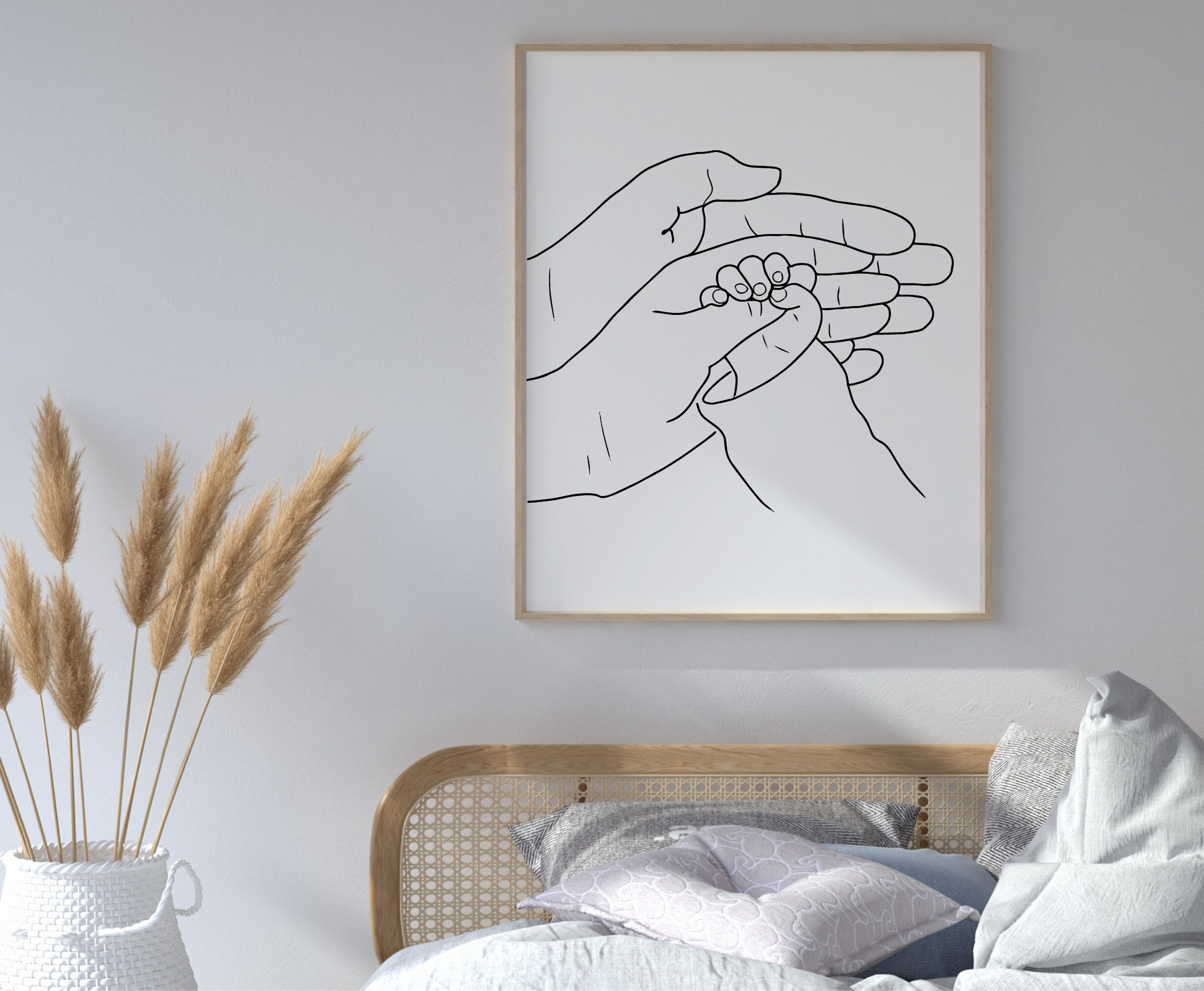 Printable Family Hands Line Drawing, Family Hands Wall Art, Family ...