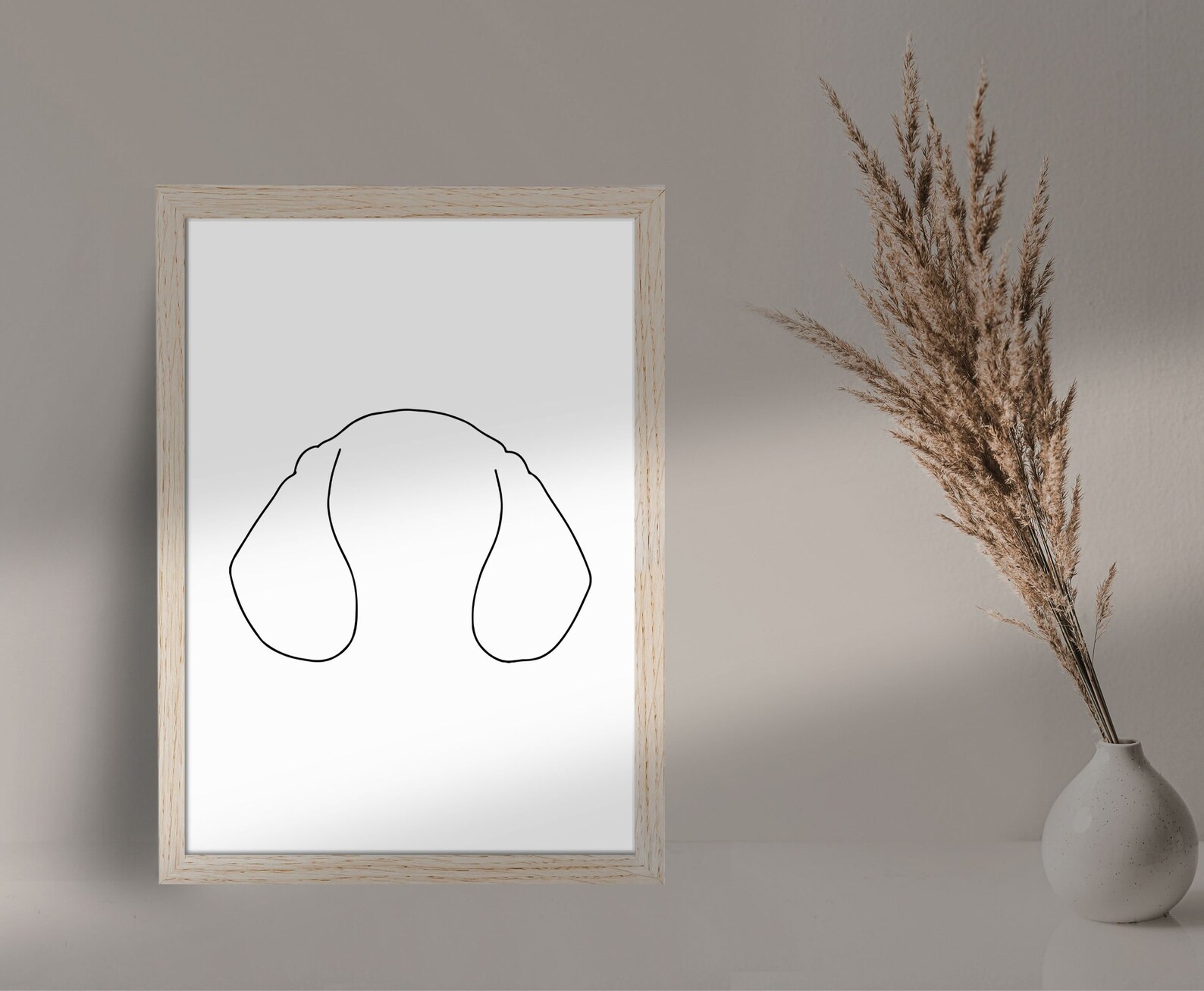 Printable Dog Ears Line Art Drawing, Outline Dog Ears Wall Art, Dog ...
