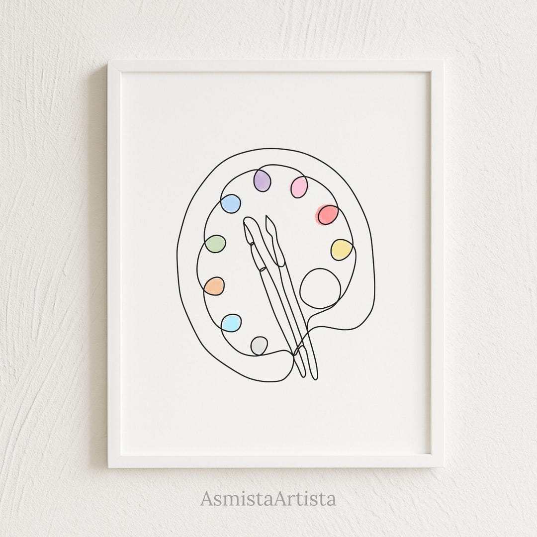 Paint Palette Line Art – Minimalist Artist Wall Art, Modern One Line ...